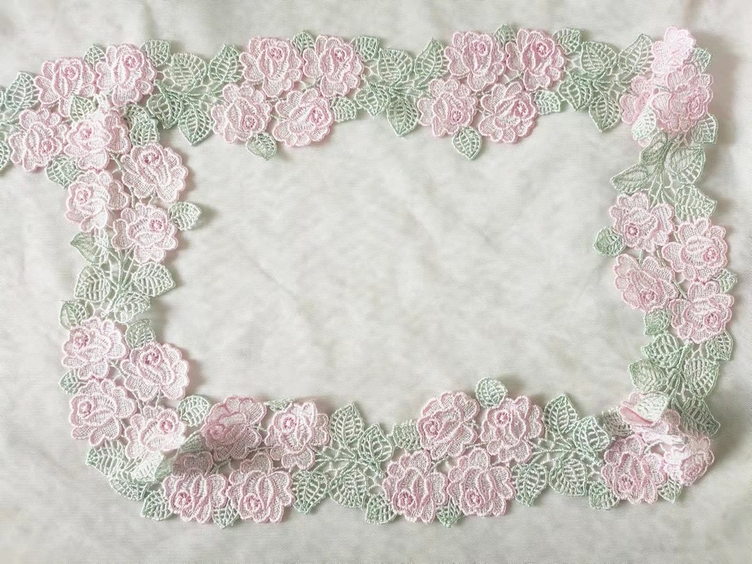 2 Colors Lovely Lace Trim Pink Venice Lace Trim 3.54 Inch Wide High ...