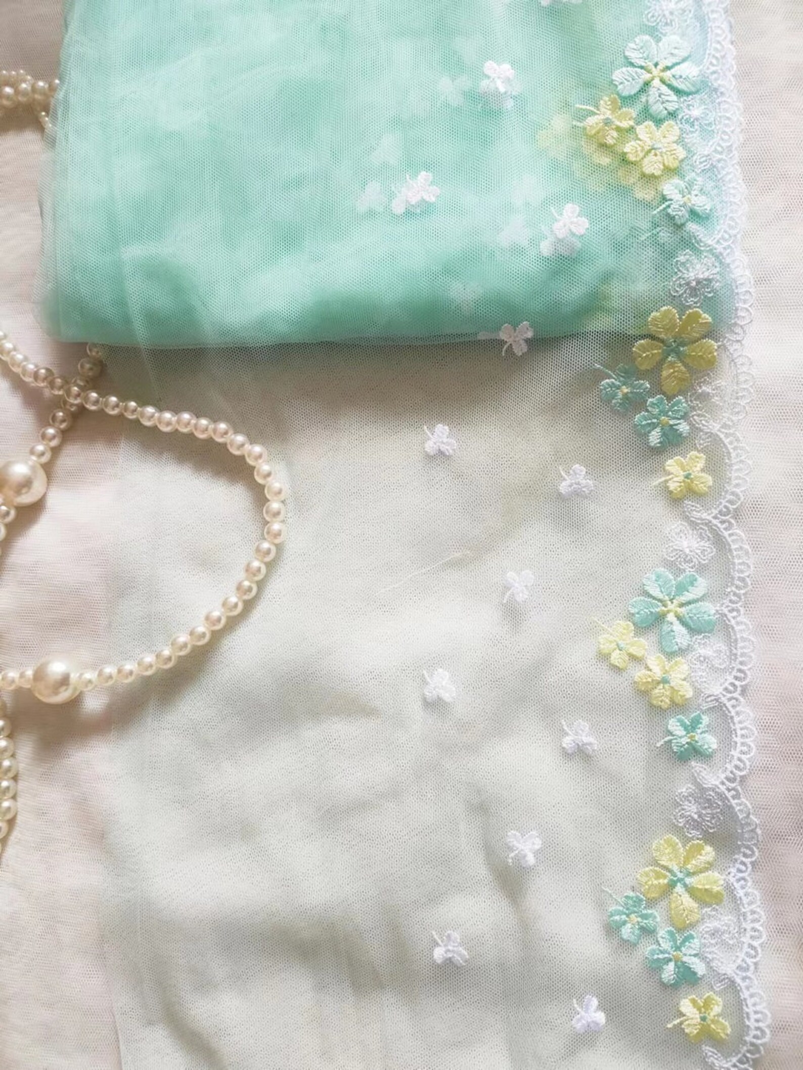 2 Yards Lace Trim Floral Clover Embroidered Tulle Lace Trim 8.26 Inches ...