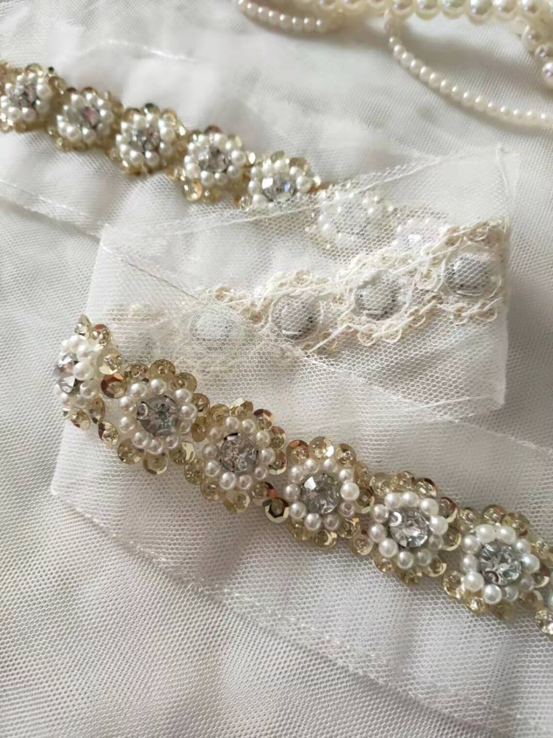 Gorgeous Beaded Lace Trim Handmade Sequined Flower Beaded - Etsy