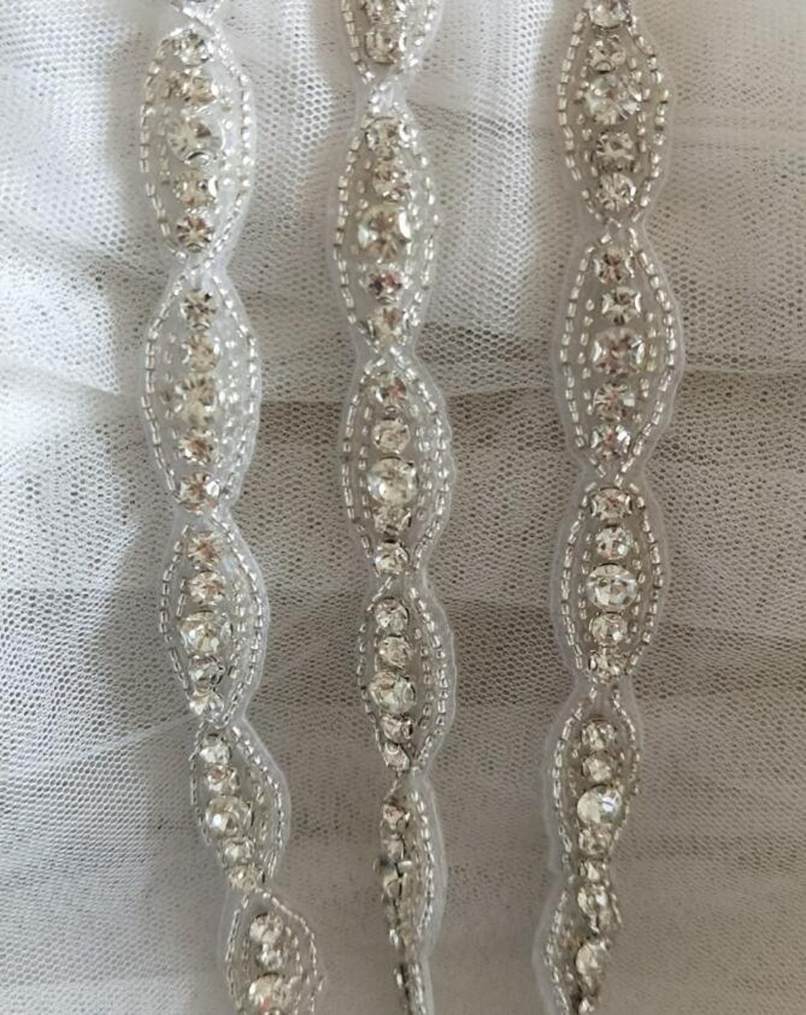 Rhinestone Crystal Lace Trim for Bridal Accessories Wedding Dress Sash ...