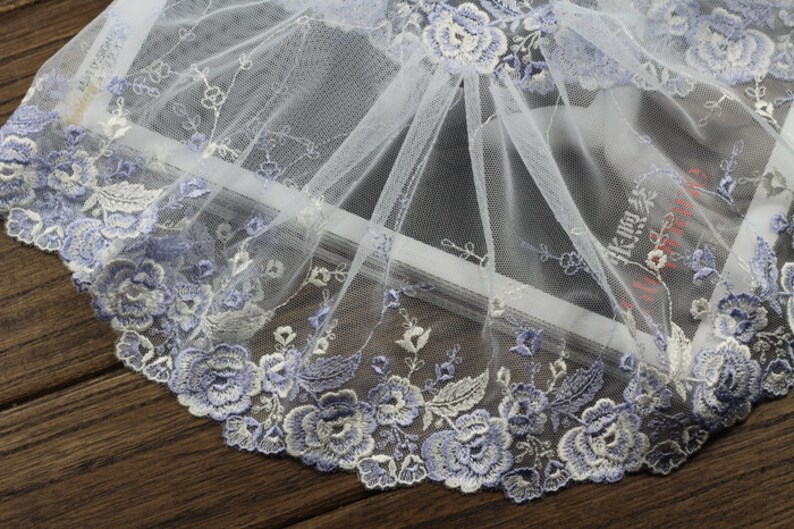 2 Yards Light Bule Tulle Lace Trim Light Purple Rose | Etsy