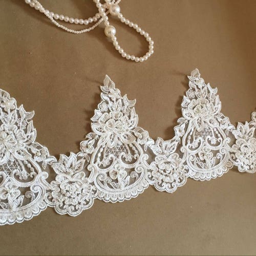 Super Wide Alencon Lace Trim Luxury Wedding Lace Trim | Etsy