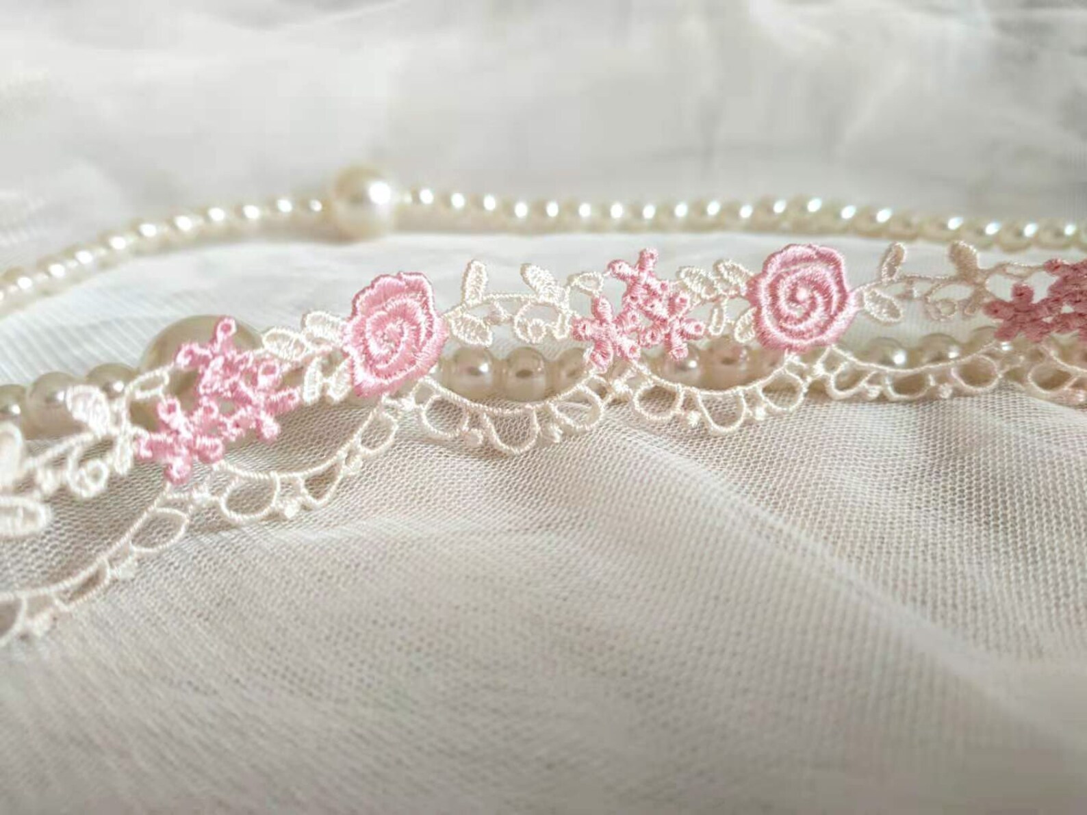 3 Yards Lace Trim Lovely Pink Roses Flowers Venice Lace Trim 1 Inch ...