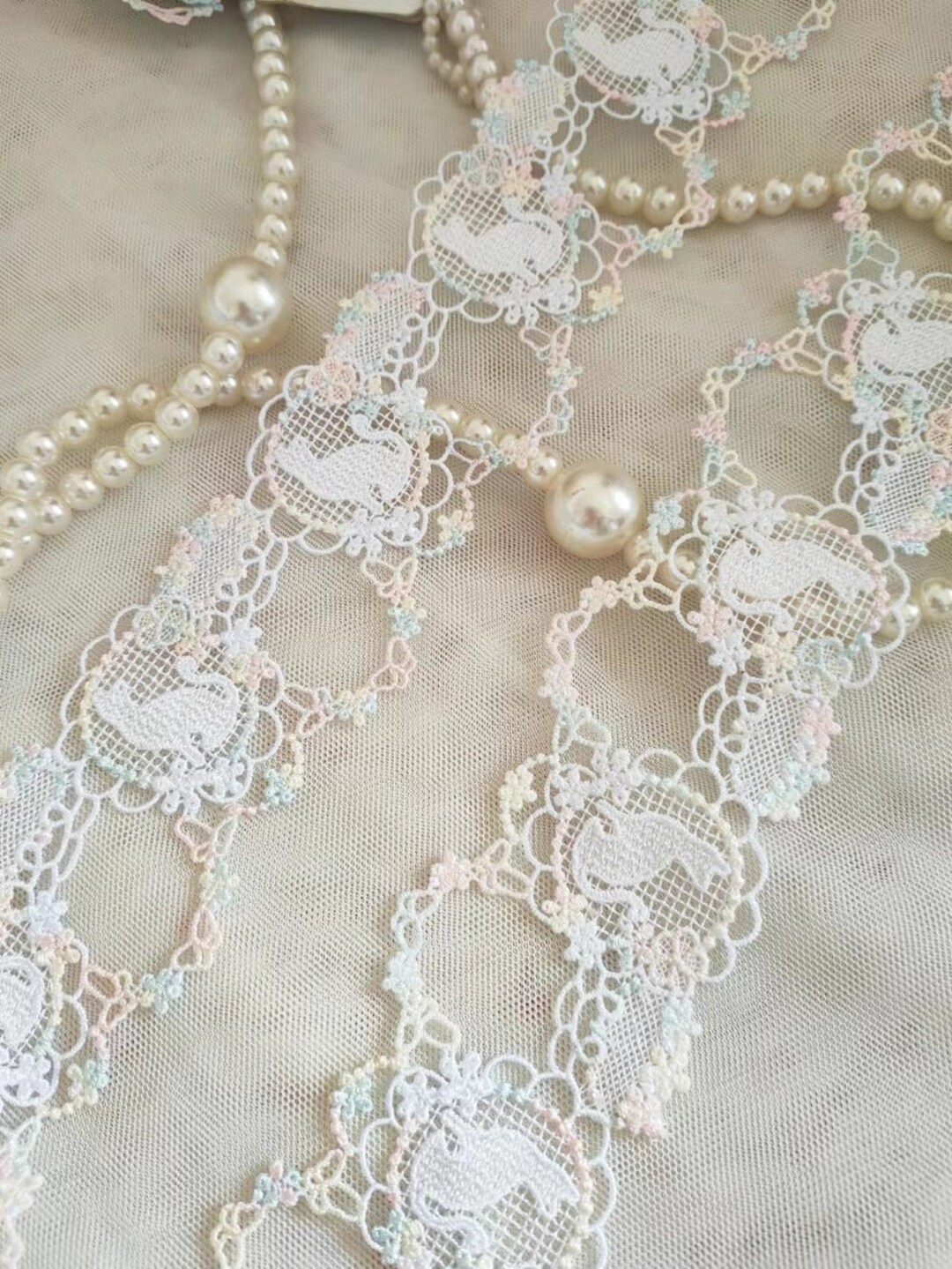 Lovely Macron Colored Cat Venice Lace Trim 1.96 Inch Wide High Quality ...