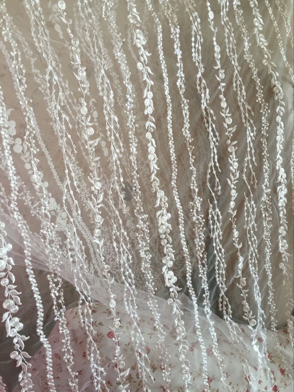 Elegent Lace Fabric Floral Retro Sequined Bridal Lace New | Etsy