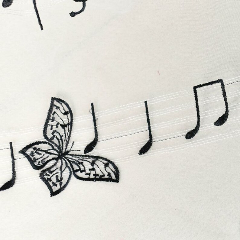 Ivory Lace Fabric Music Note Butterflies Embroidered Gauze - Etsy
