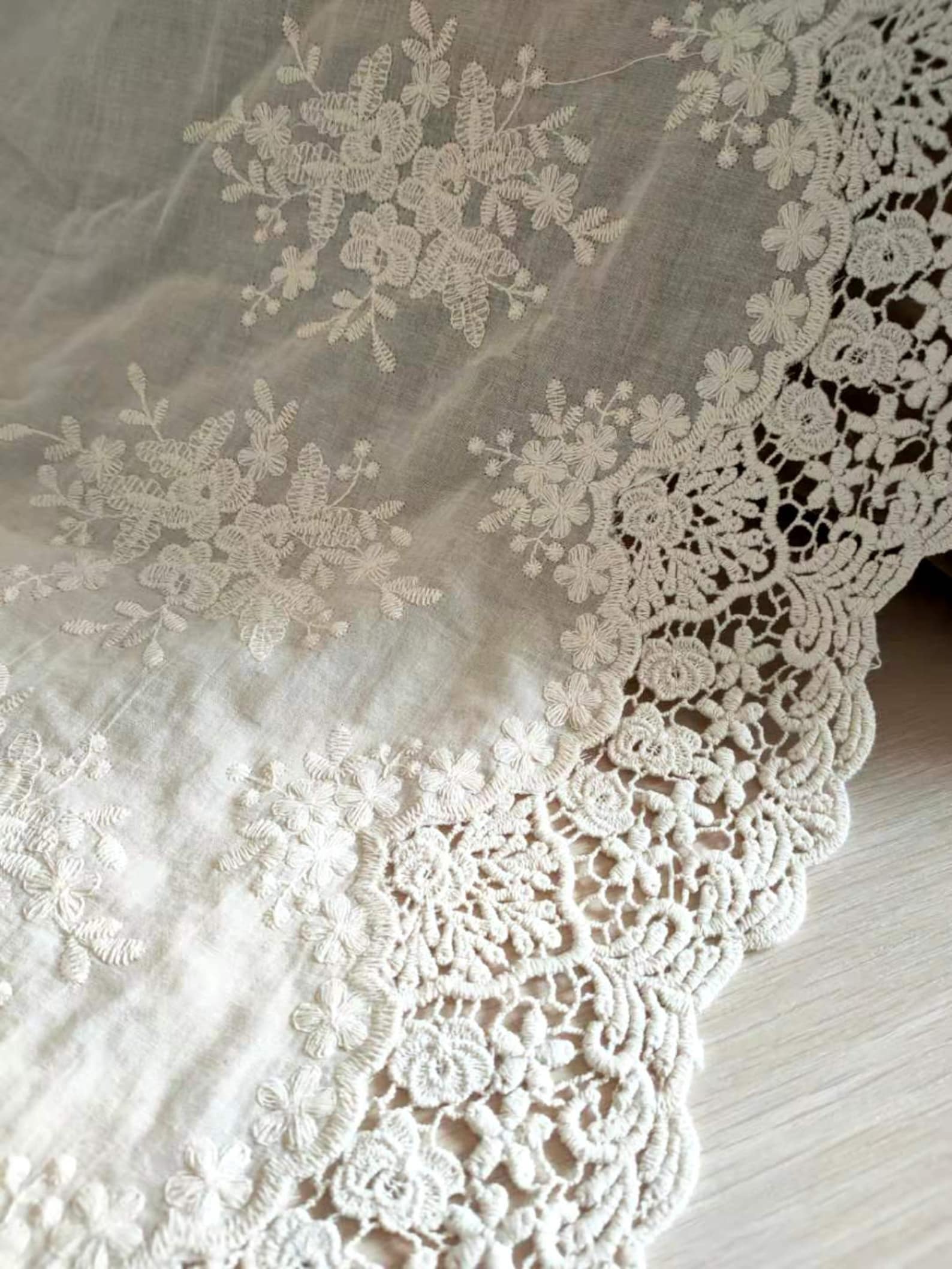 Wide Lace Trim Cotton Floral Embroidered Fabric Lace 13 - Etsy