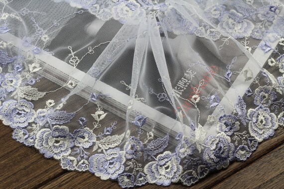2 Yards Light Bule Tulle Lace Trim Light Purple Rose | Etsy