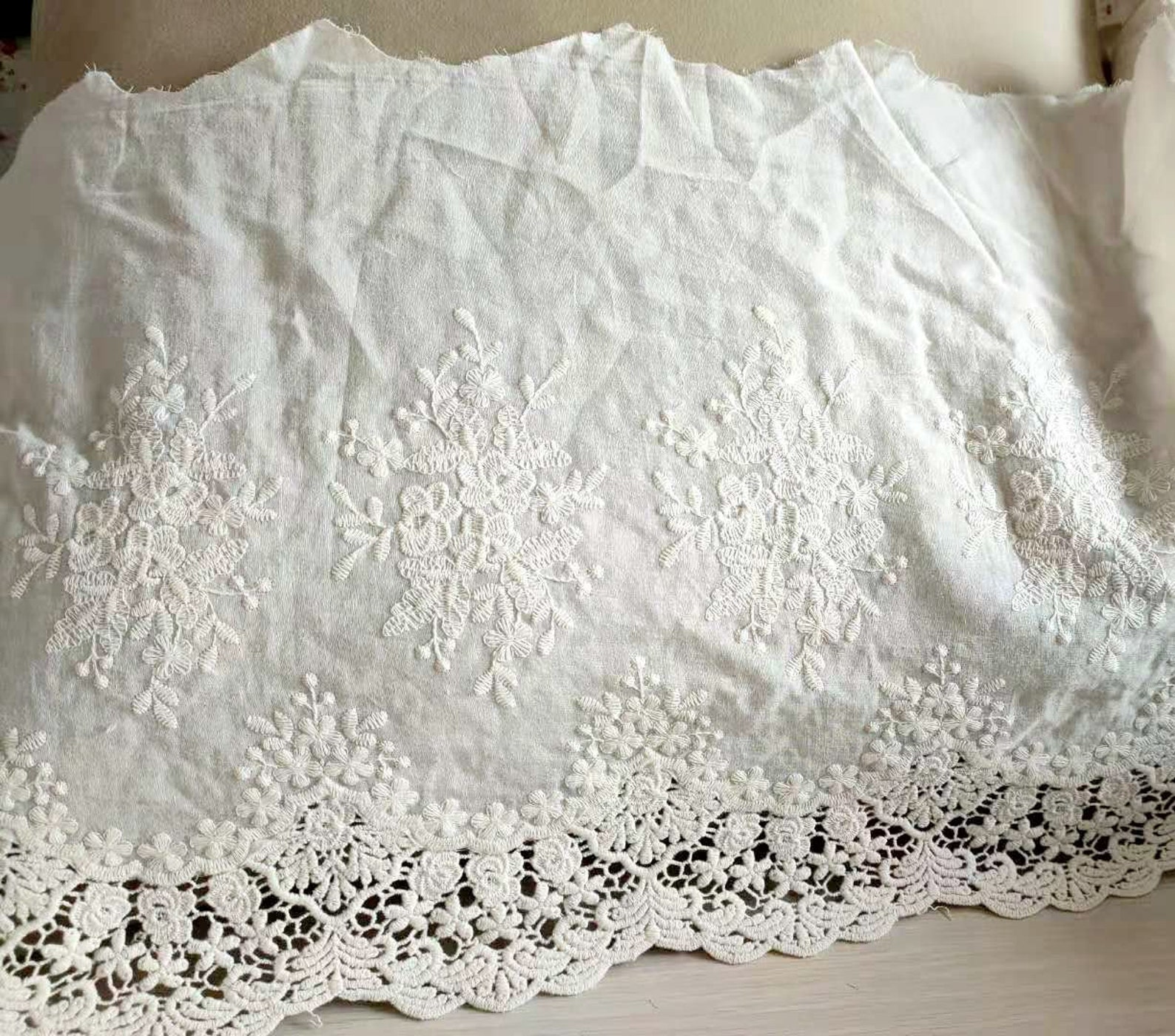 Wide Lace Trim Cotton Floral Embroidered Fabric Lace 13 - Etsy