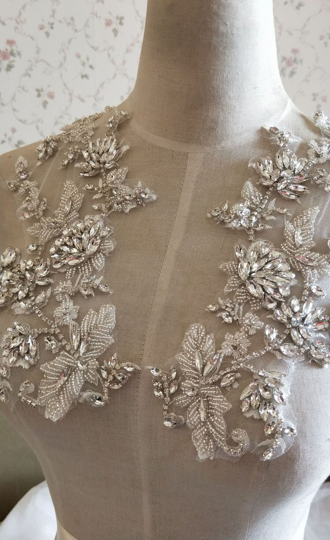 3 Colors Fabulous Full Rhinestone Crystal Applique Pair for - Etsy