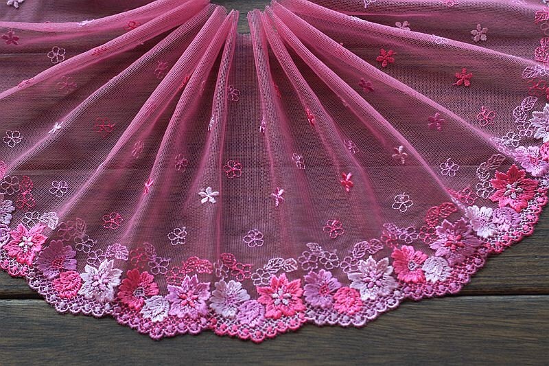 2 Yards Lace Trim Embroidered Tulle Lace Trim 7.87 Inches Wide | Etsy