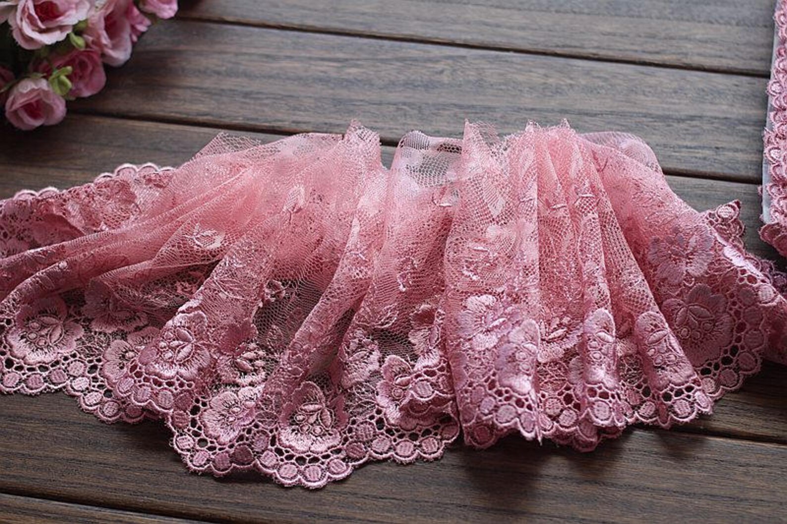 Lace Trim Rose Floral Embroidered Lace Trim 7 Inches Wide 2 | Etsy
