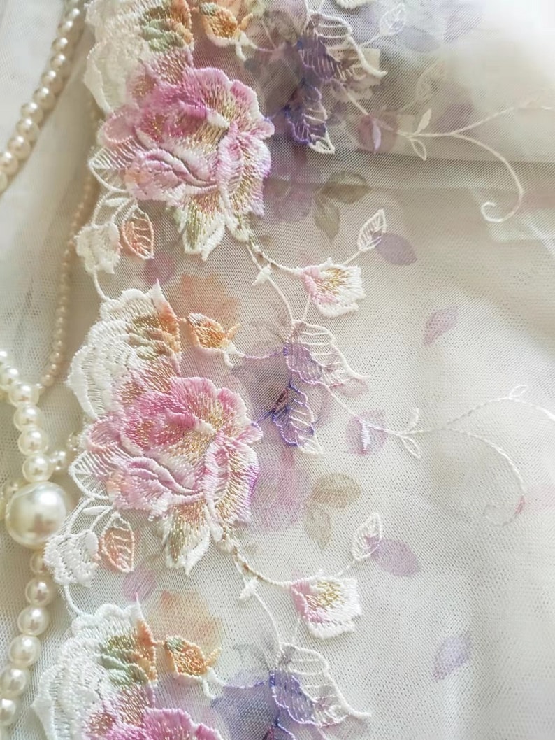 Gorgeous Tulle Lace Trim Colorful Rose Flowers Floral - Etsy