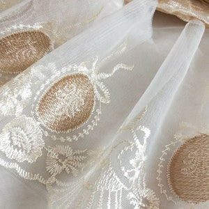 2 Colors Gorgeous Light Yellow Tulle Lace Trim Retro Floral Embroidered ...