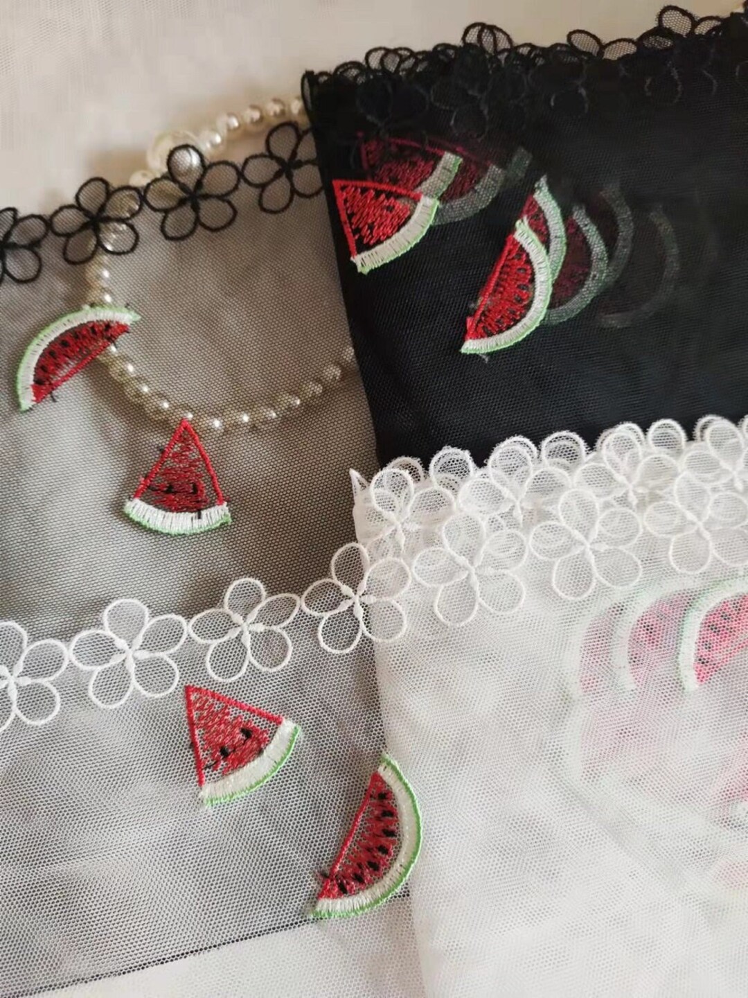 2 Colors 2 Yards Lace Trim Lovely Watermelon Embroidered Tulle Lace 7. ...