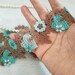 Gorgeous Lace Trim Light Blue Cyan Heart Flowers Coffee Venice Lace ...