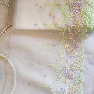 2 Colors Lace Trim Exquisite Floral Flowers Embroidered Tulle Lace 7.48 ...