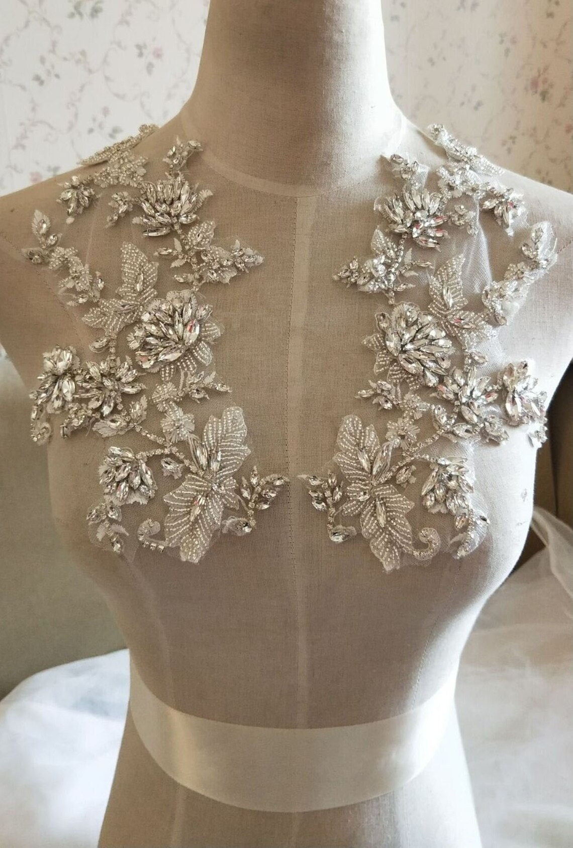 3 Colors Fabulous Full Rhinestone Crystal Applique Pair for - Etsy