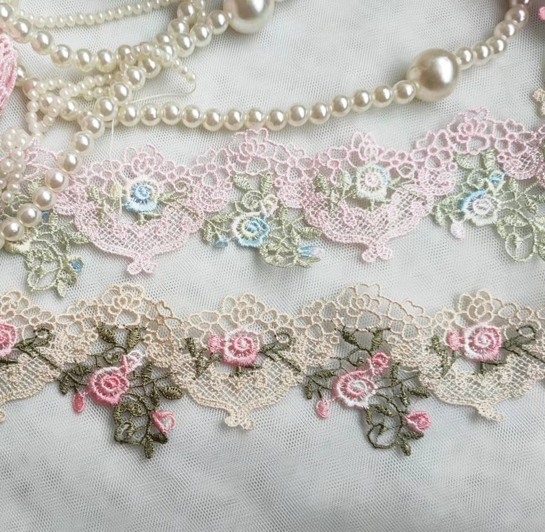 2 Yards 2 Colors Exquisite Venice Lace Trim Scalloped Roses - Etsy
