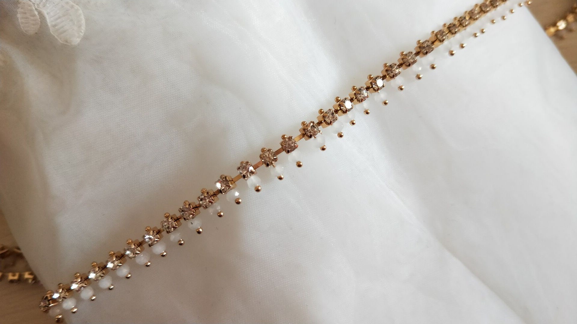 Rhinestone Crystal Beaded Lace Trim for Bridal Accessories - Etsy