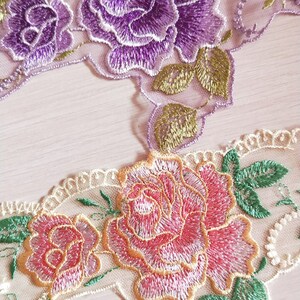 2 Yards Big Rose Embroidered Lace Trim Scalloped Tulle Lace 3.93 Inches ...