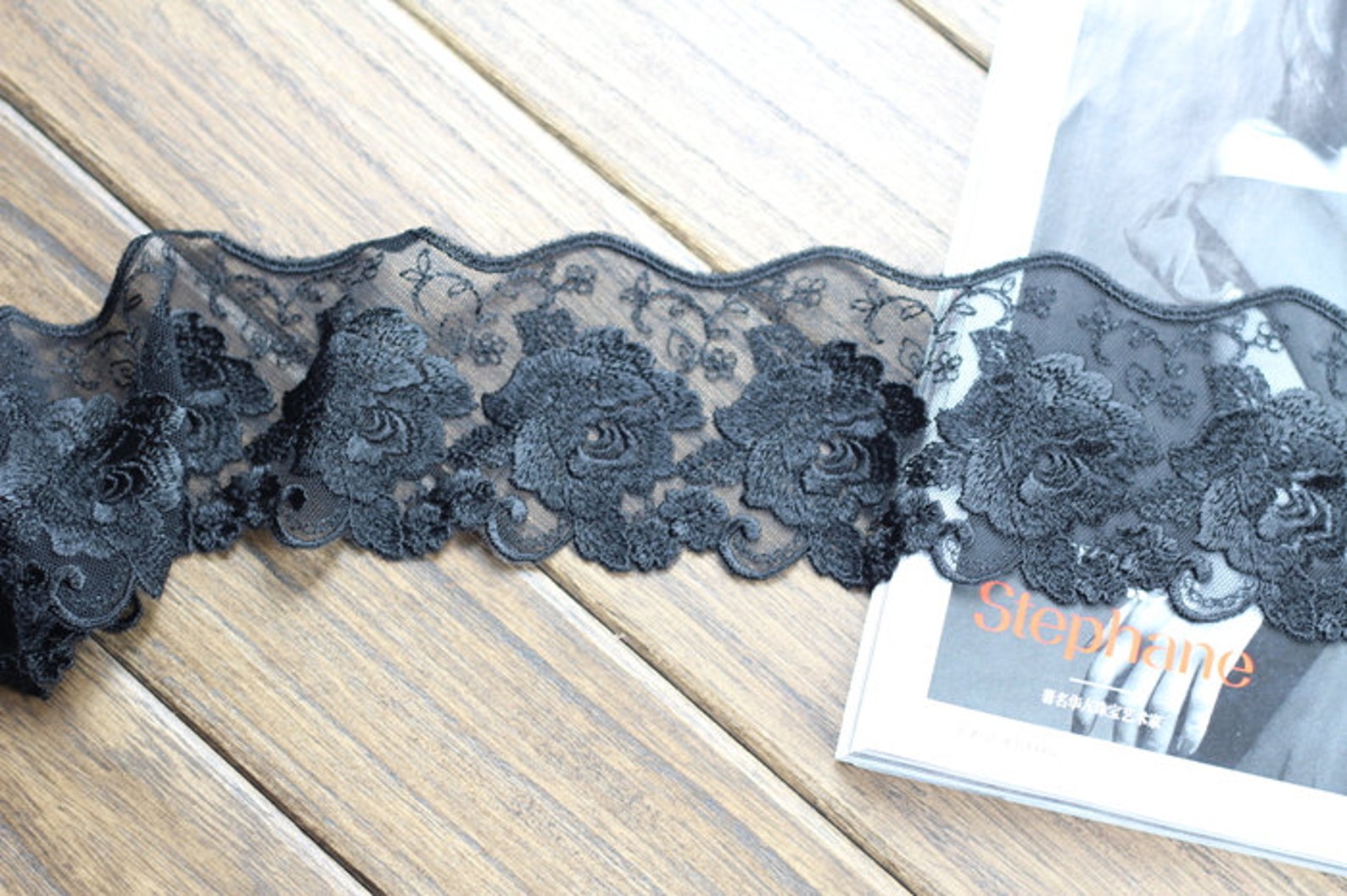 3 Yards Black Rose Embroideried Lace Trims 3 Inches Wide | Etsy