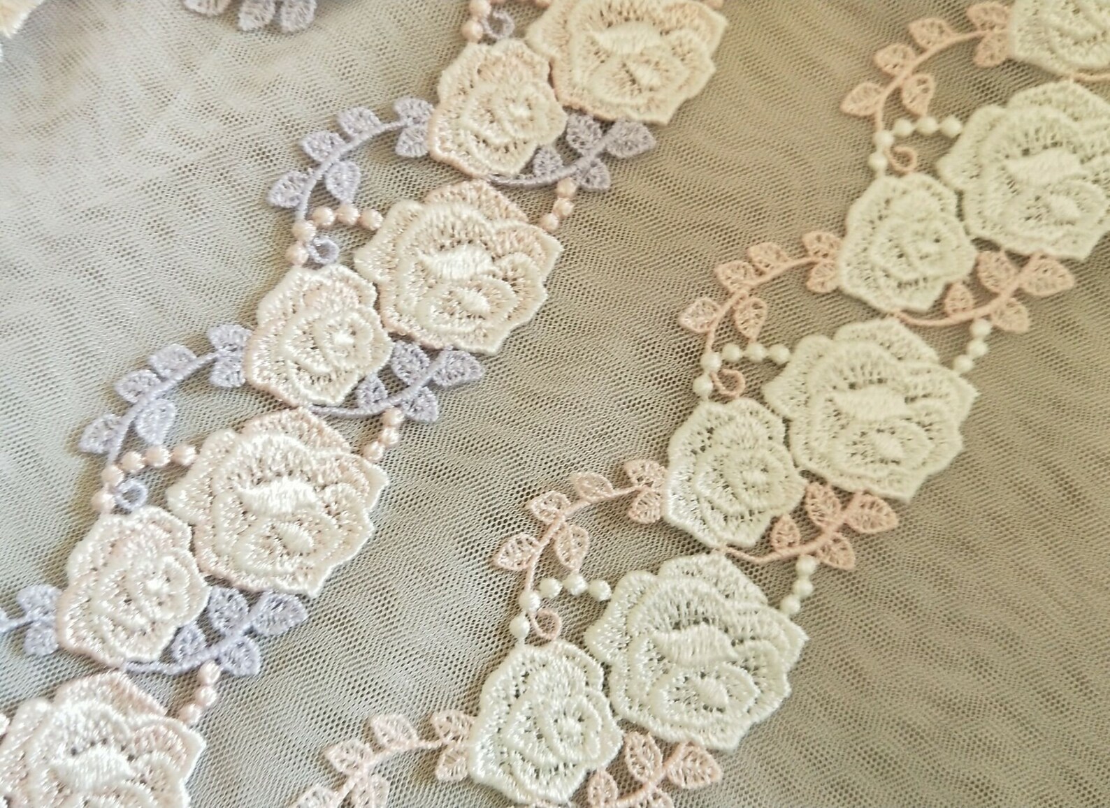 2 Yards 2 Colors Exquisite Venice Lace Trim Scalloped Roses | Etsy
