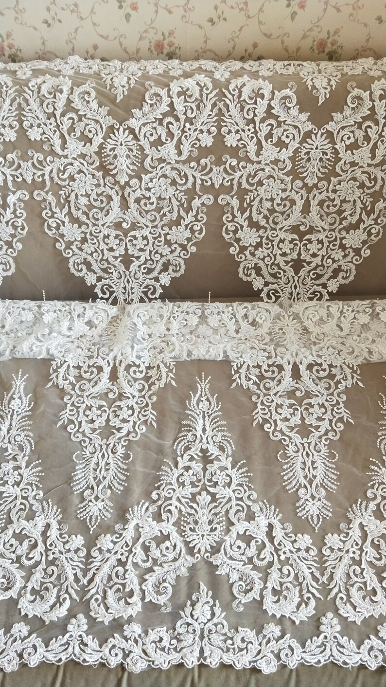 Gorgeous Beaded Wedding Lace Fabric Luxury Retro Aulic Lace Lace Fabric ...