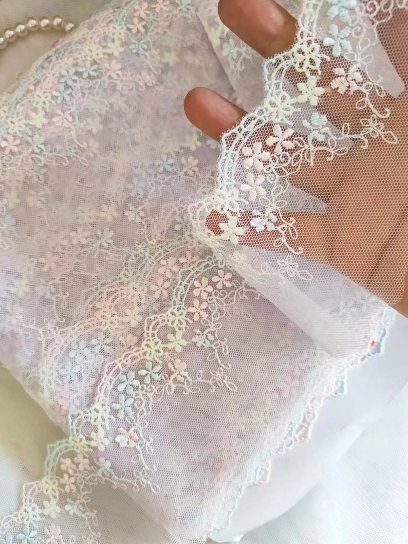 2 Yards Lace Trim Lovely Lolita Light Purple Embroidered Tulle Lace 2. ...