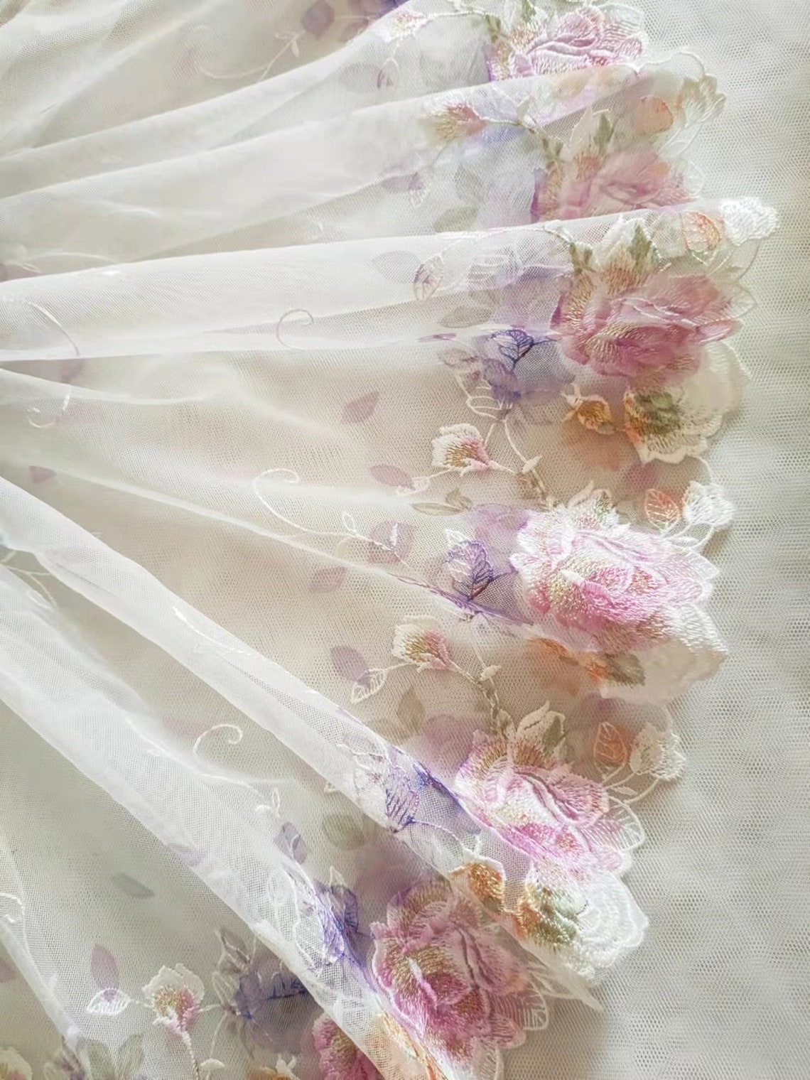 Gorgeous Tulle Lace Trim Colorful Rose Flowers Floral - Etsy