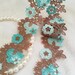 Gorgeous Lace Trim Light Blue Cyan Heart Flowers Coffee Venice Lace ...