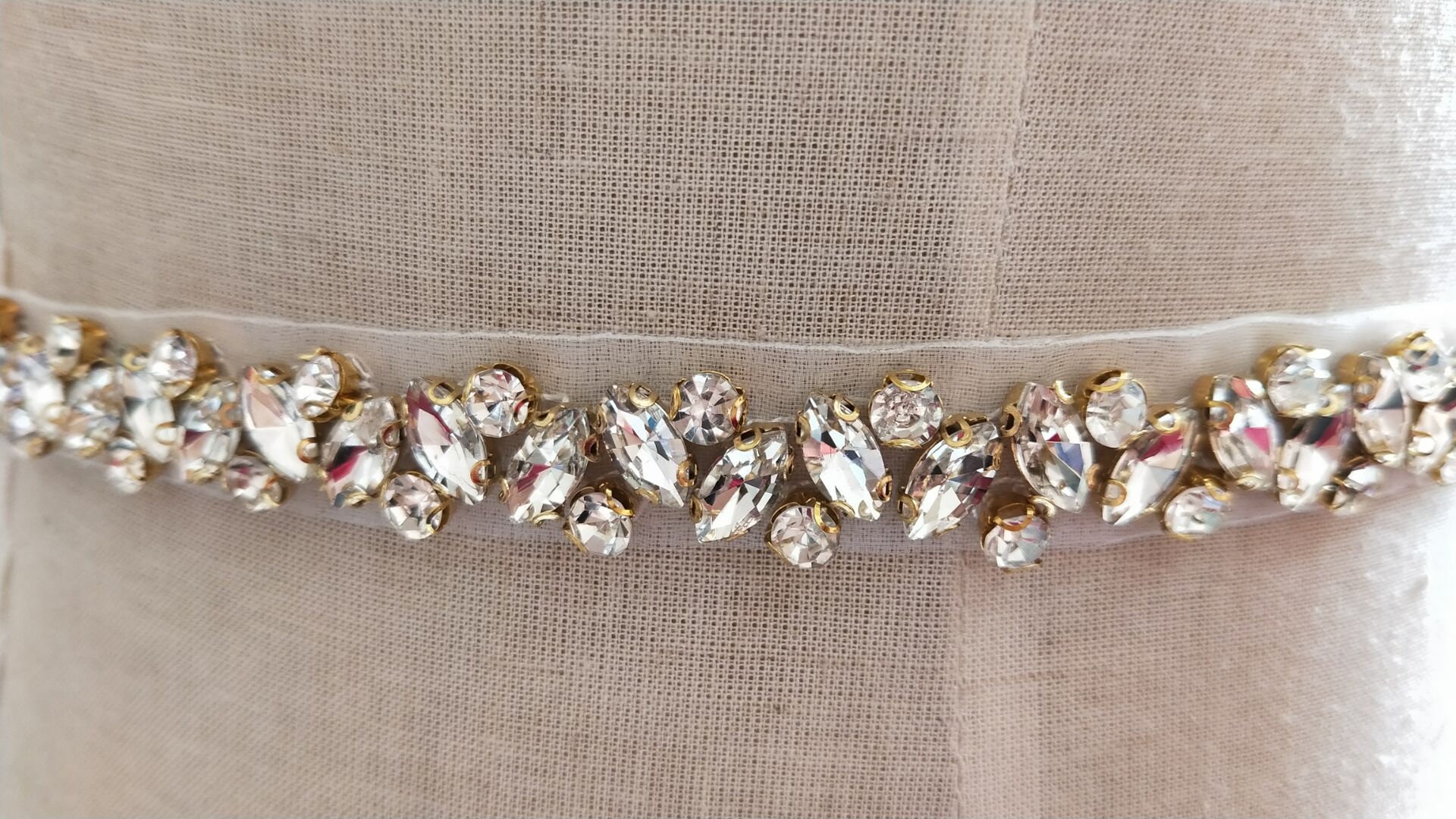 Rhinestone Crystal Lace Trim for Bridal Accessories Wedding Dress Sash ...