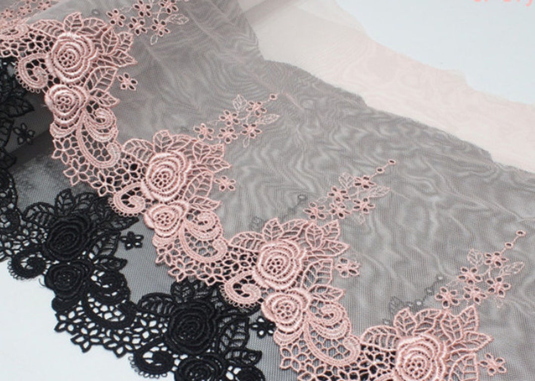2 Colors Lace Trim Venice Roses Floral Embroidered Tulle Lace 8.8 ...