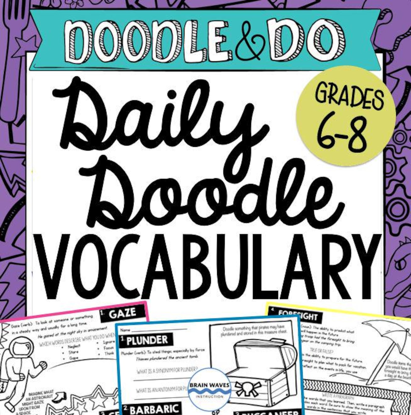Middle School Vocabulary Activities: Doodles & Writing (PDF Download ...