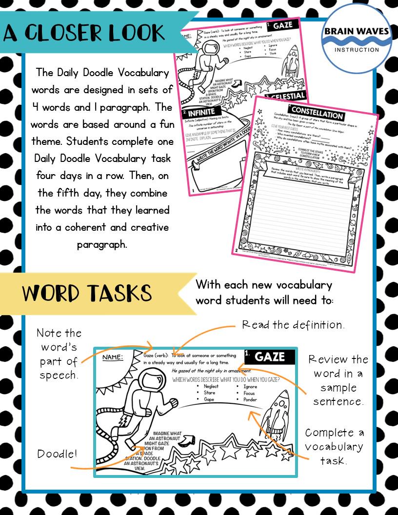 Middle School Vocabulary Activities: Doodles & Writing (PDF Download ...