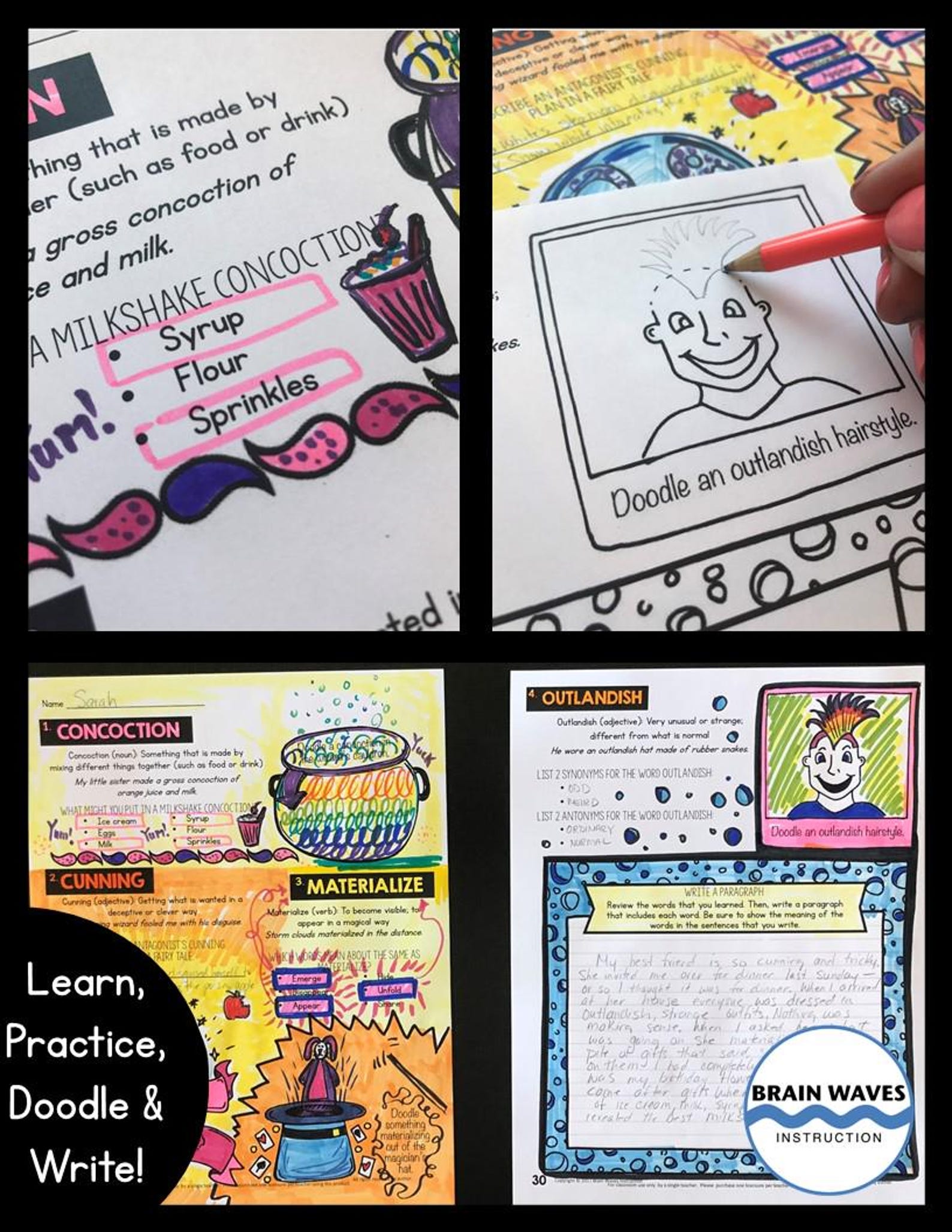 Middle School Vocabulary Activities: Doodles & Writing (PDF Download ...