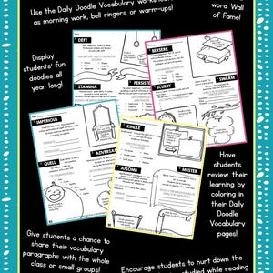 Middle School Vocabulary Activities: Doodles & Writing (PDF Download ...