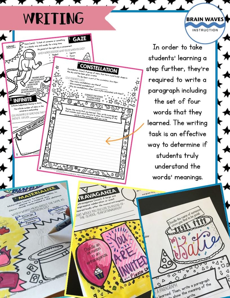 Middle School Vocabulary Activities: Doodles & Writing (PDF Download ...