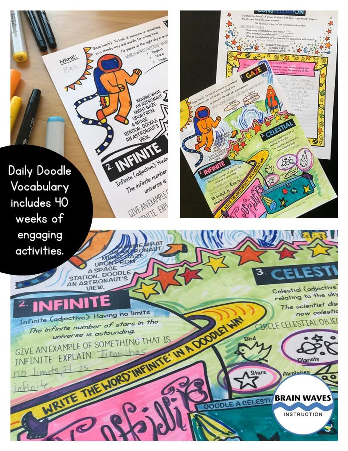 Middle School Vocabulary Activities: Doodles & Writing (PDF Download ...