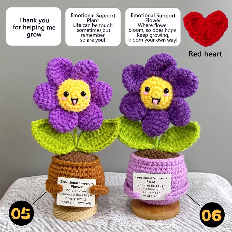Handmade Crochet Sunflower Flowers With Hugging Heart,emotional Support ...