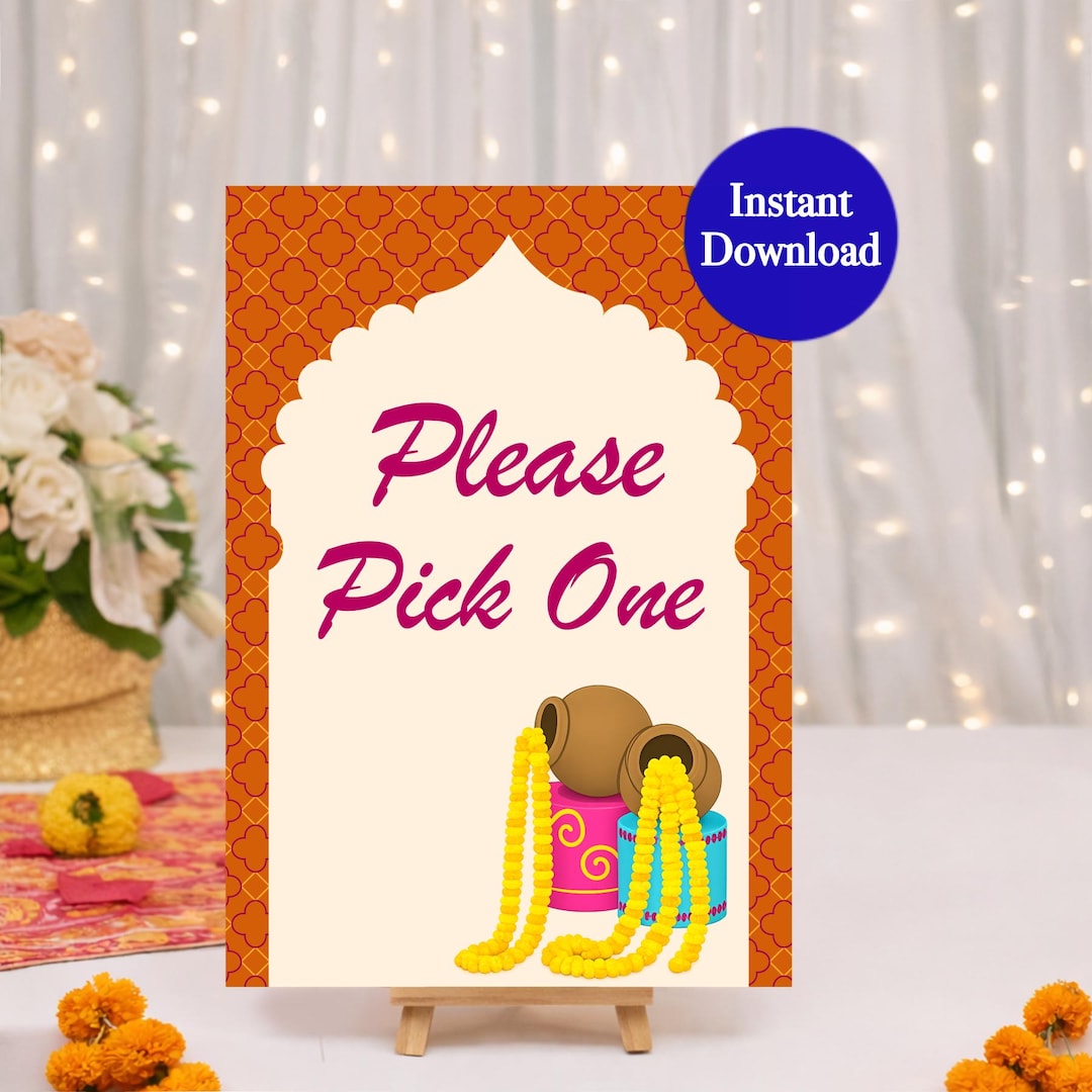 Please Pick One Mehndi Station Sign, Haldi Return Gifts, Dholki Sangeet ...