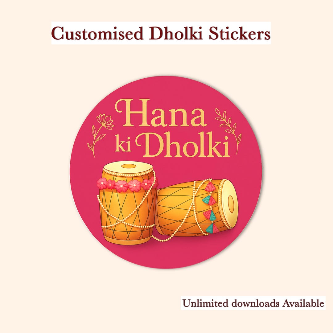 Personalised Dholki Sticker | Mehndi, Haldi, Dholki, Nikkah, Dua E ...