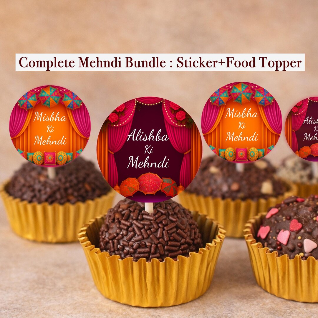 Mehndi Ceremony Stickers for Indian Wedding | Floral Mehndi Favor ...