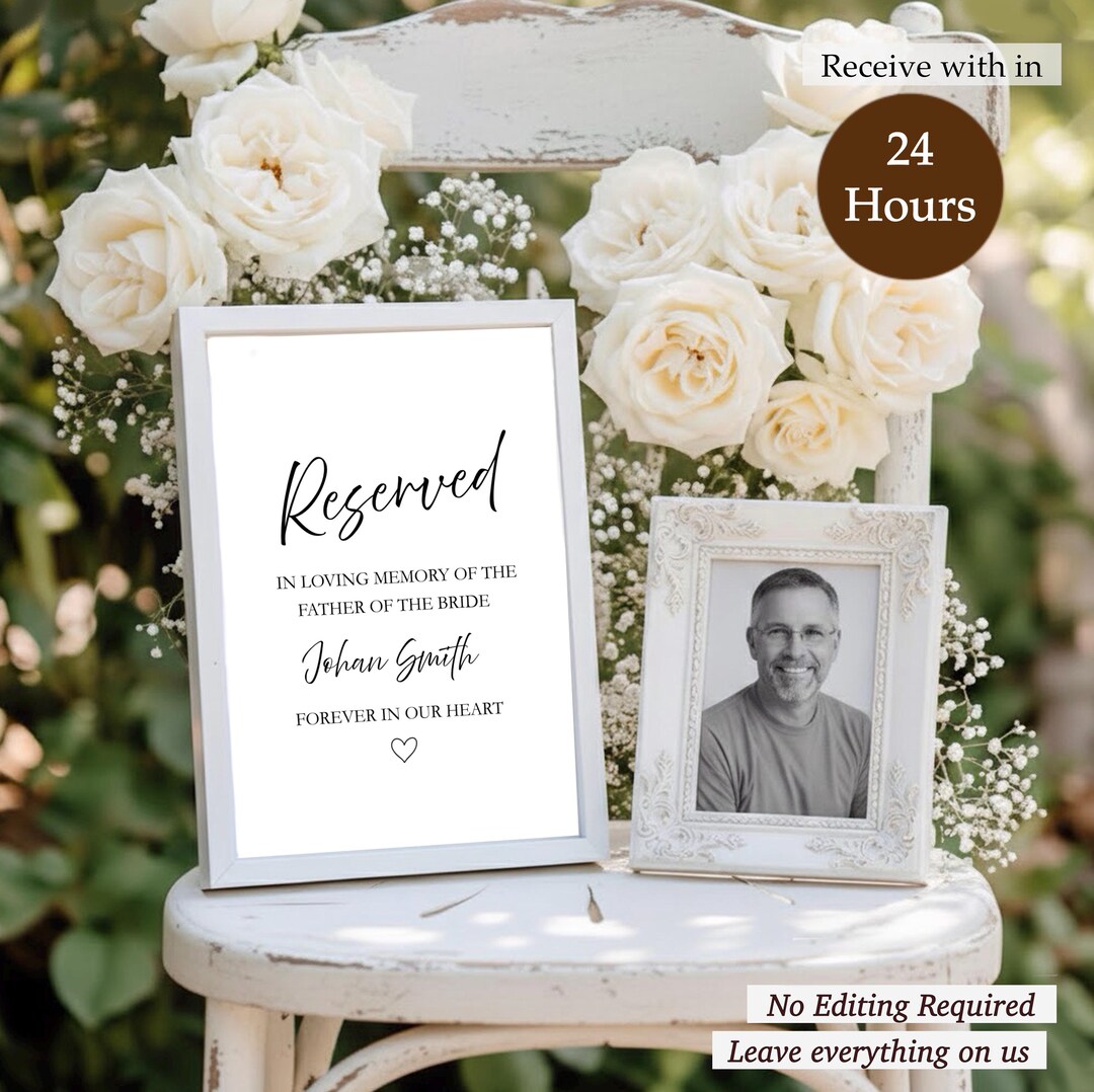 Reserved Seat Sign for Late Father Mother | in Loving Memory Wedding ...