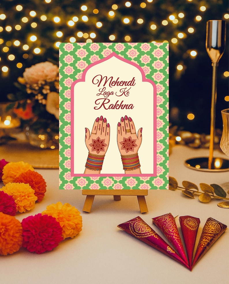 Pastel Mehndi Bazaar Signs Bundle, Mehndi Haldi Station Decor, What ...