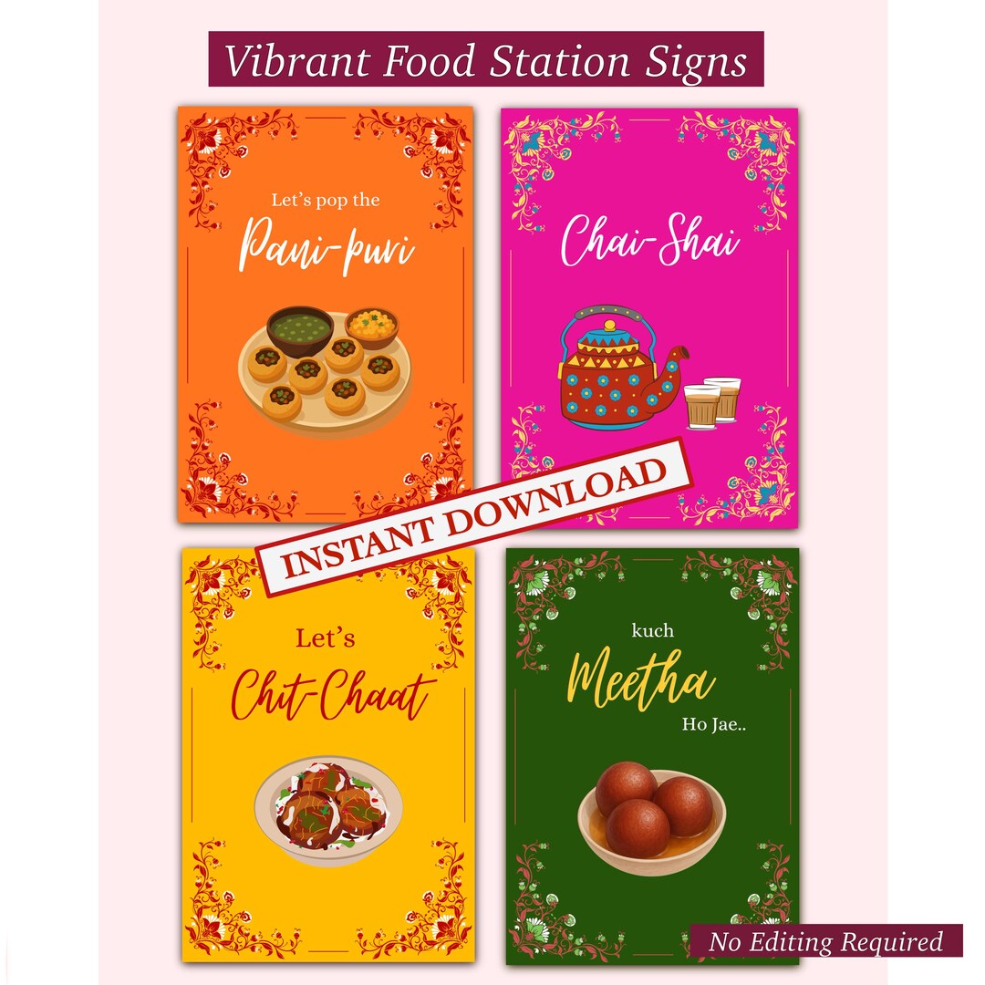 Vibrant Mehndi Food Station Sign | Indian Wedding Printable Decor ...