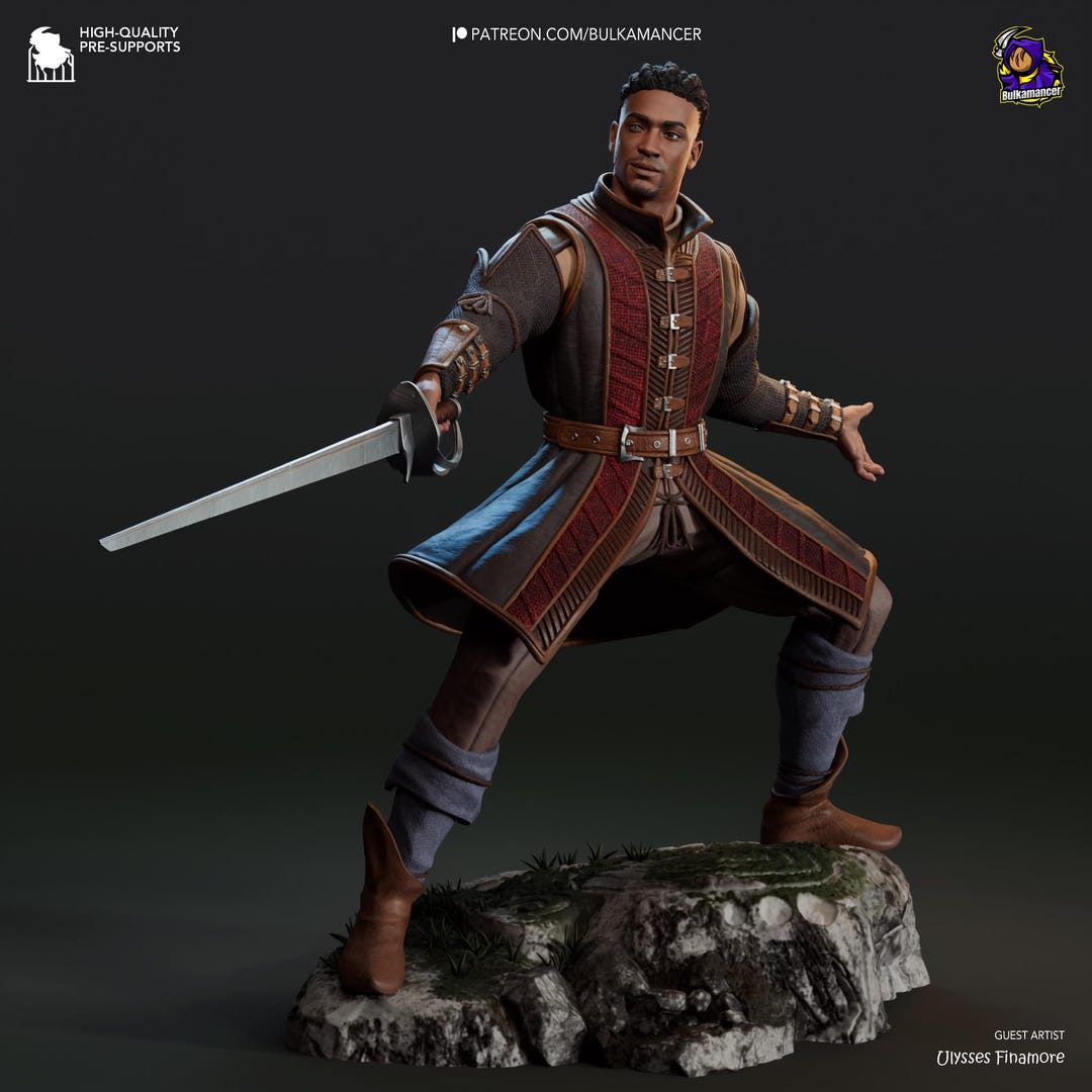 Wyll Baldur's Gate 3 Fan Art Statue: Bespoke Hand Painted 1-8 Scale ...
