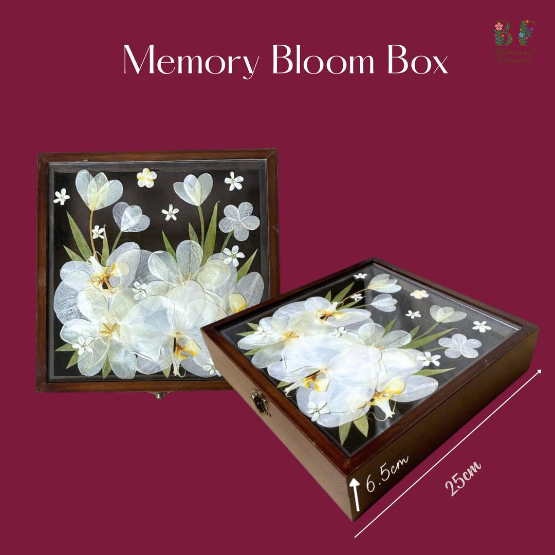 Memory Bloom Box With Tulip & Phalaenopsis Orchid – Pressed Flower ...