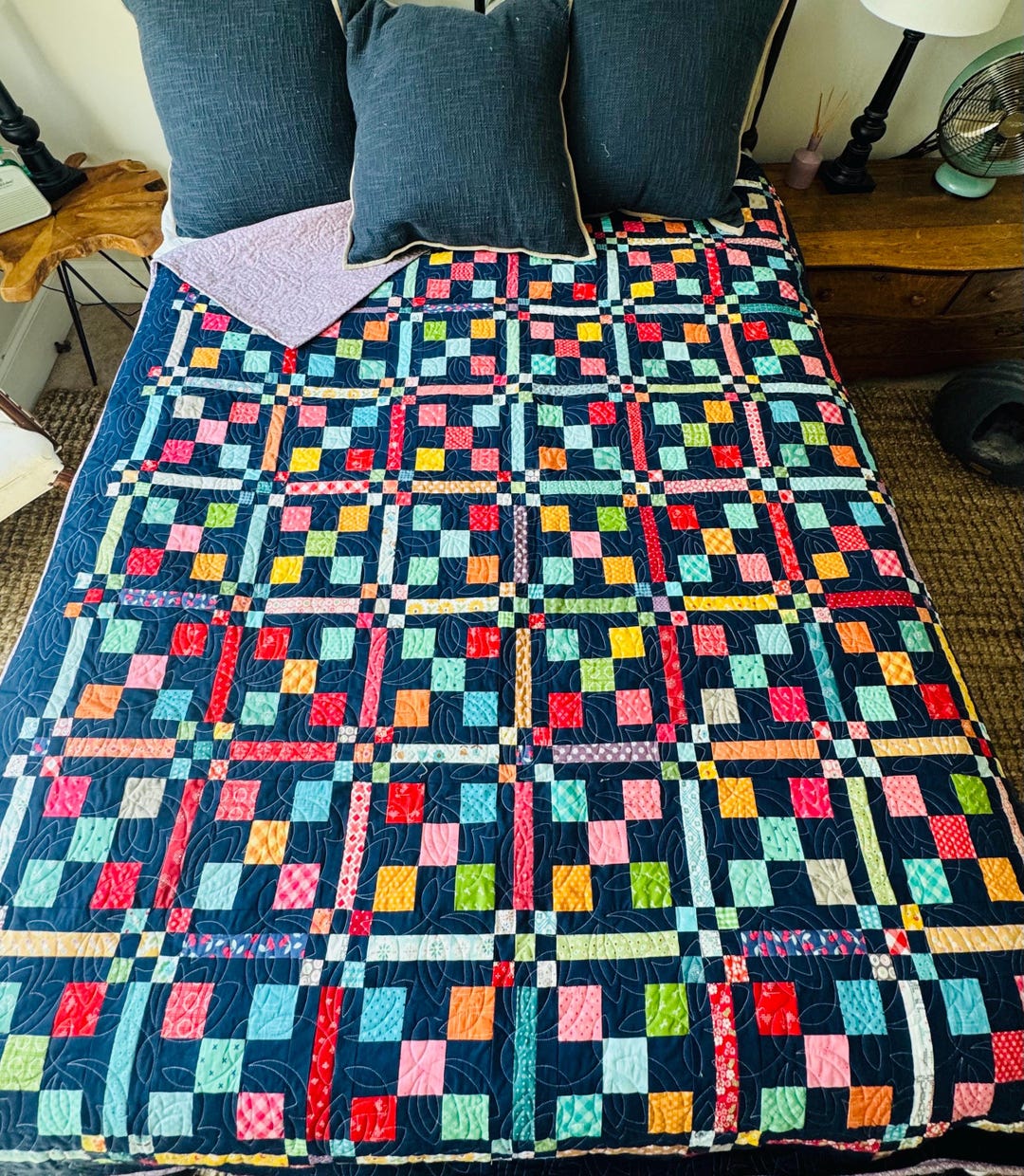 Lori Holt Navy Scrappy Quilted Throw (twin) - Etsy