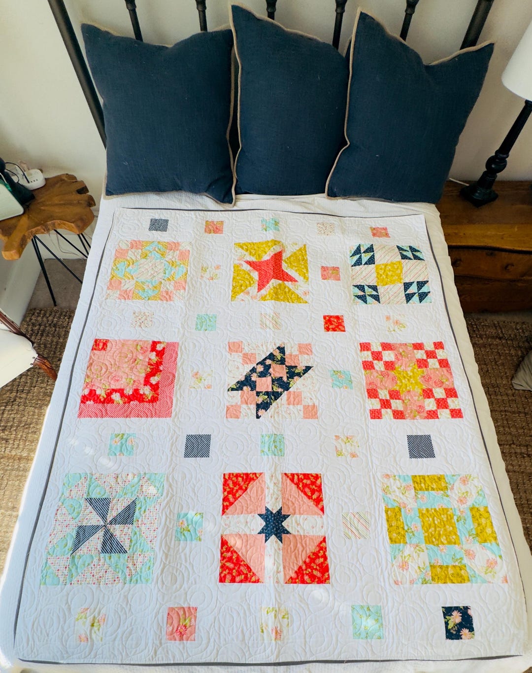 Quilting Life Sampler Quilted Throw - Etsy